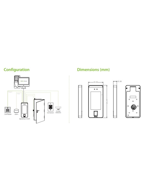 ZKTeco SPEEDFACE V5L(P) Face & Palm Verification Terminal with Mask Detection | SPEEDFACE V5L(P ...